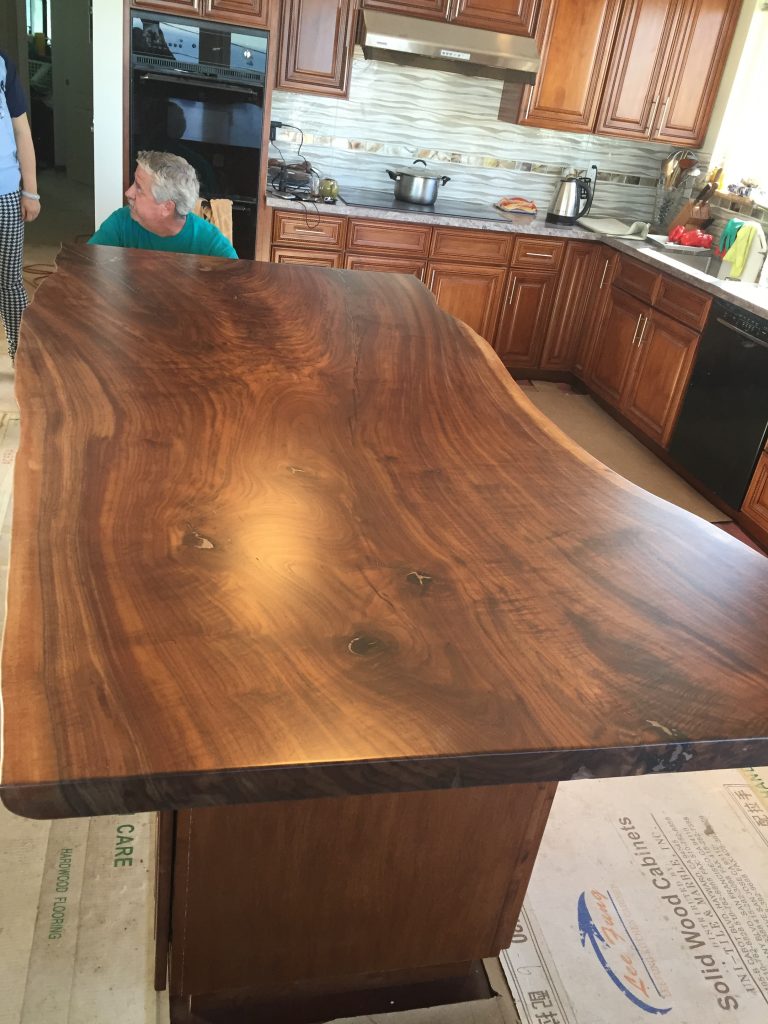 Beautiful Live Edge Claro Walnut Slab Kitchen Island Top | Salvaging ...