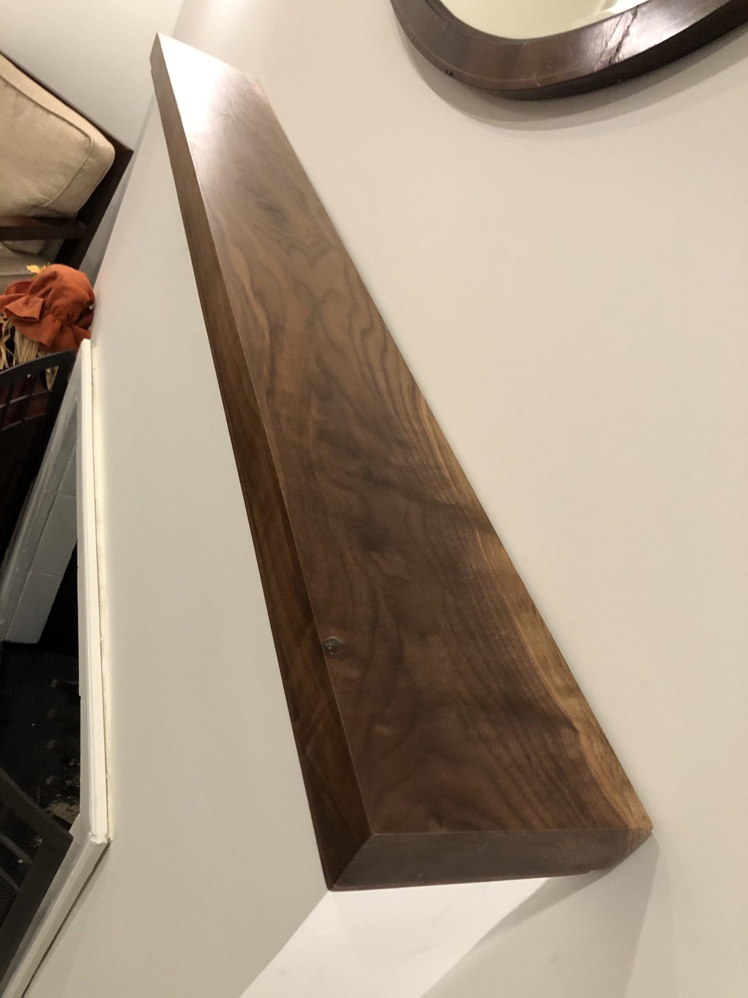 Custom Square Edge Black Walnut Mantle