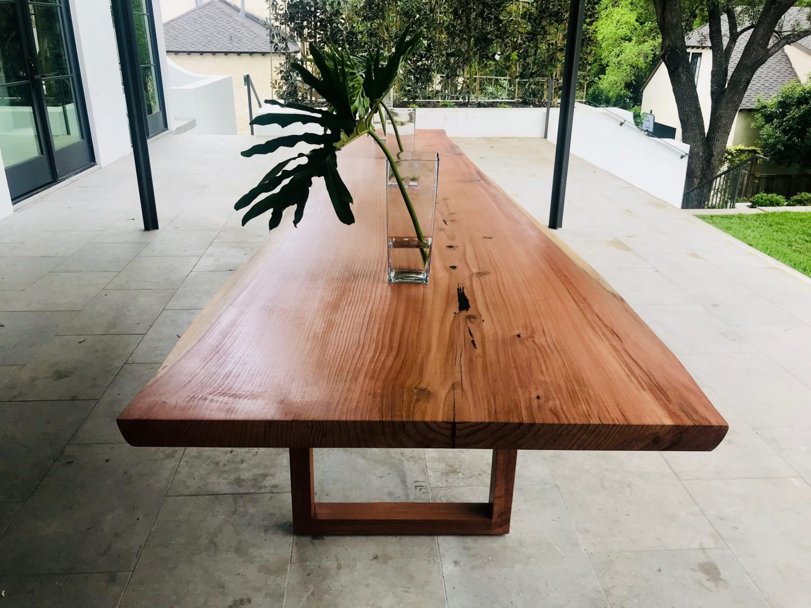 Custom Outdoor Live Edge Redwood Table with Redwood Legs