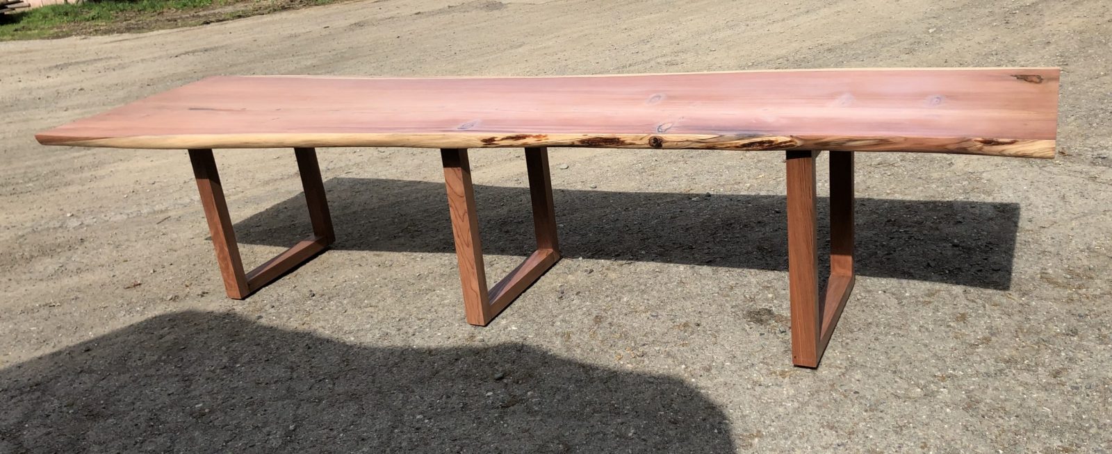 Custom Outdoor Live Edge Redwood Table with Redwood Legs