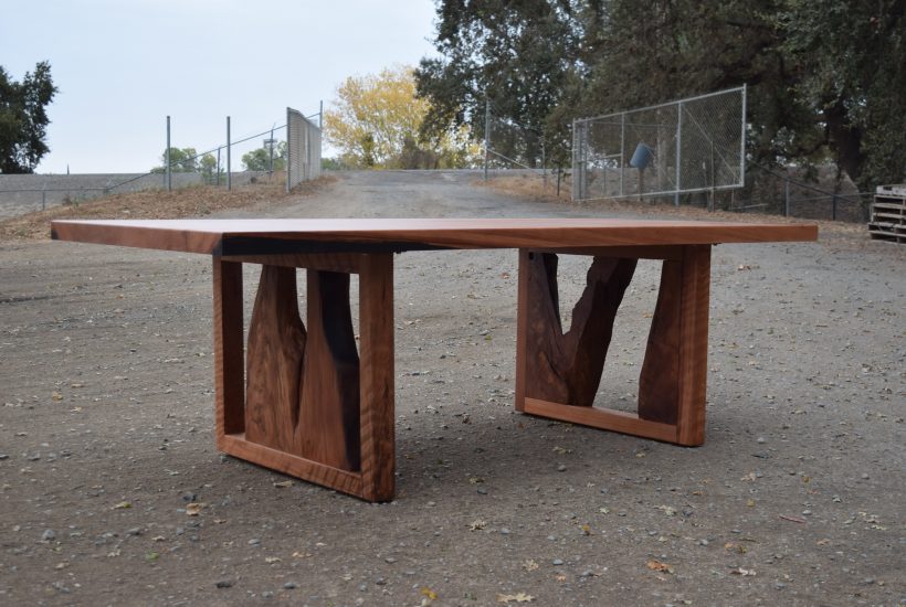 Custom One of a Kind Old Growth Redwood Table with an Amazing Base